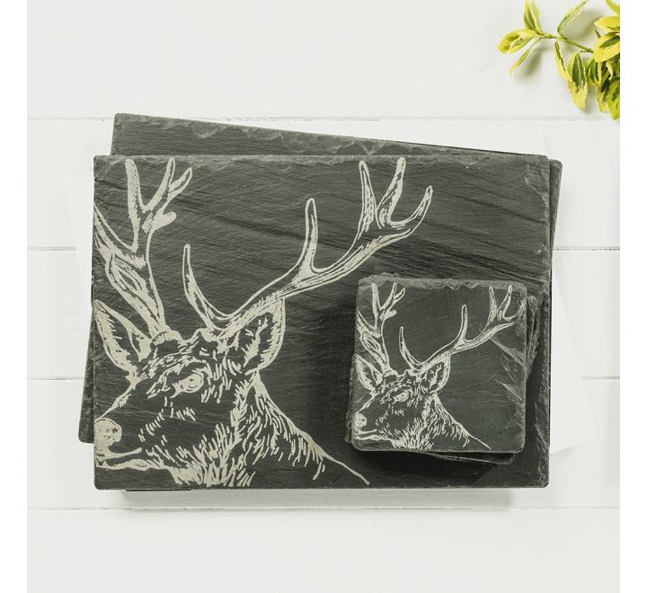 Stag Slate Coasters & Place Mats (set of 2)