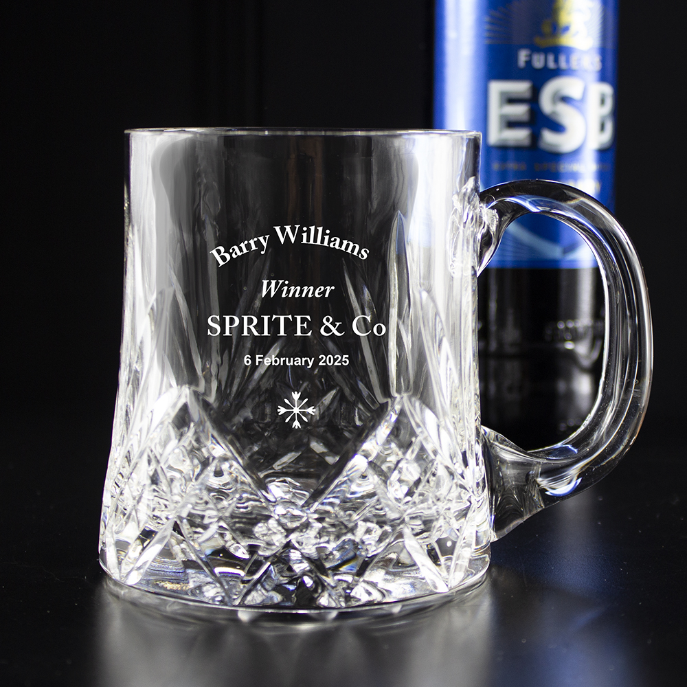 Personalised - Hand Cut Crystal Engraved Highland Medium Beer Tankard ...